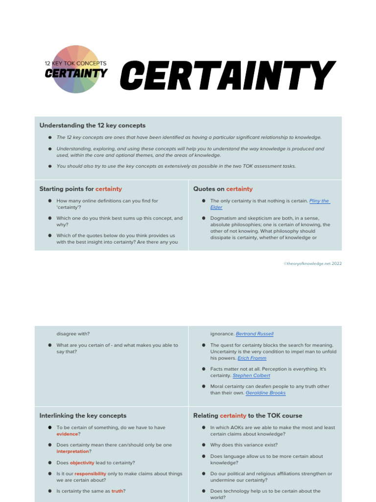 Key Concepts of Certainty in Knowledge | PDF | Knowledge | Certainty