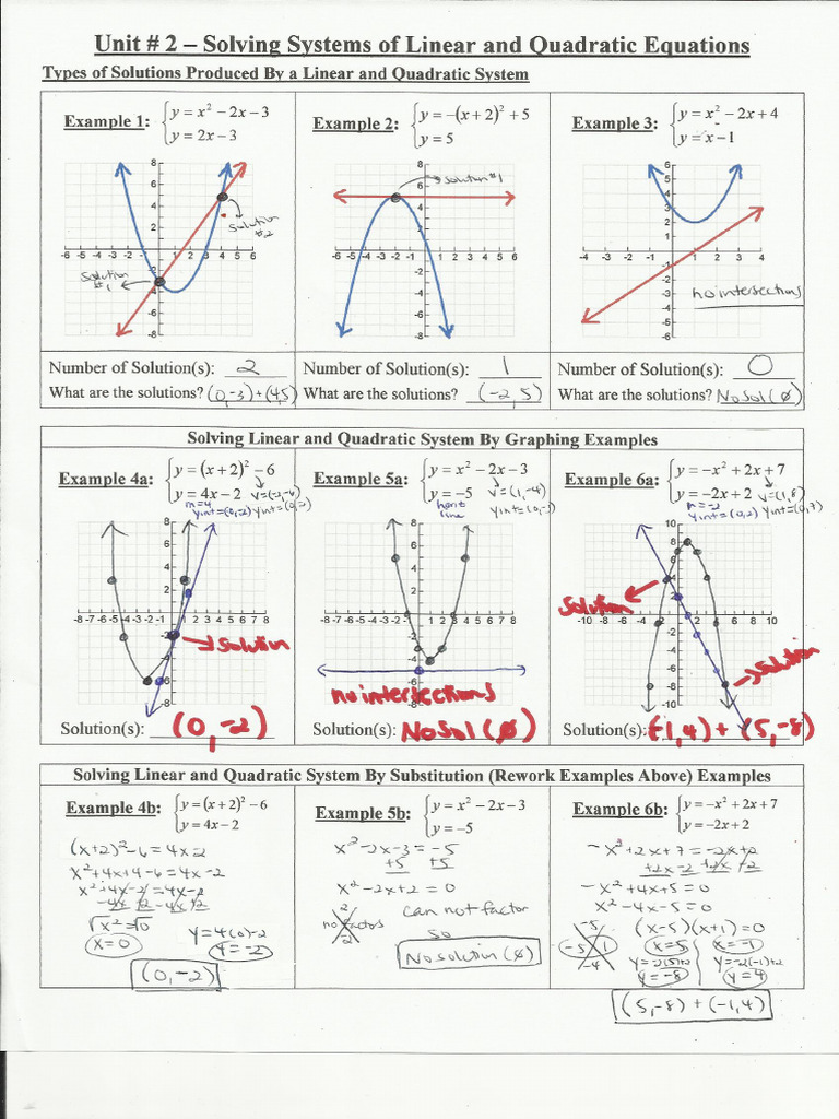 Solving Linear and Quadratic Systems NS Key | PDF