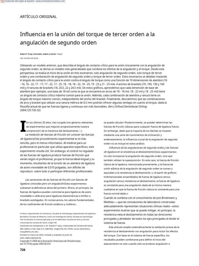 Torque y Angulación en Ortodoncia | PDF | Fuerza | Ecuaciones