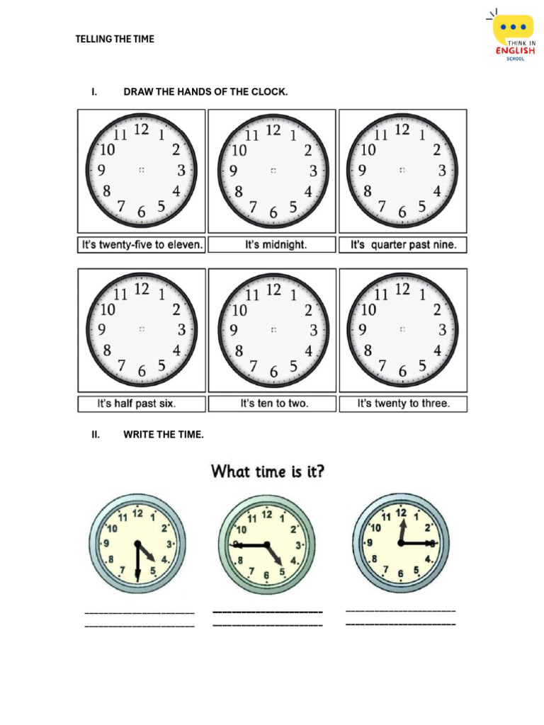 Telling The Time Homework Unit 2 | PDF