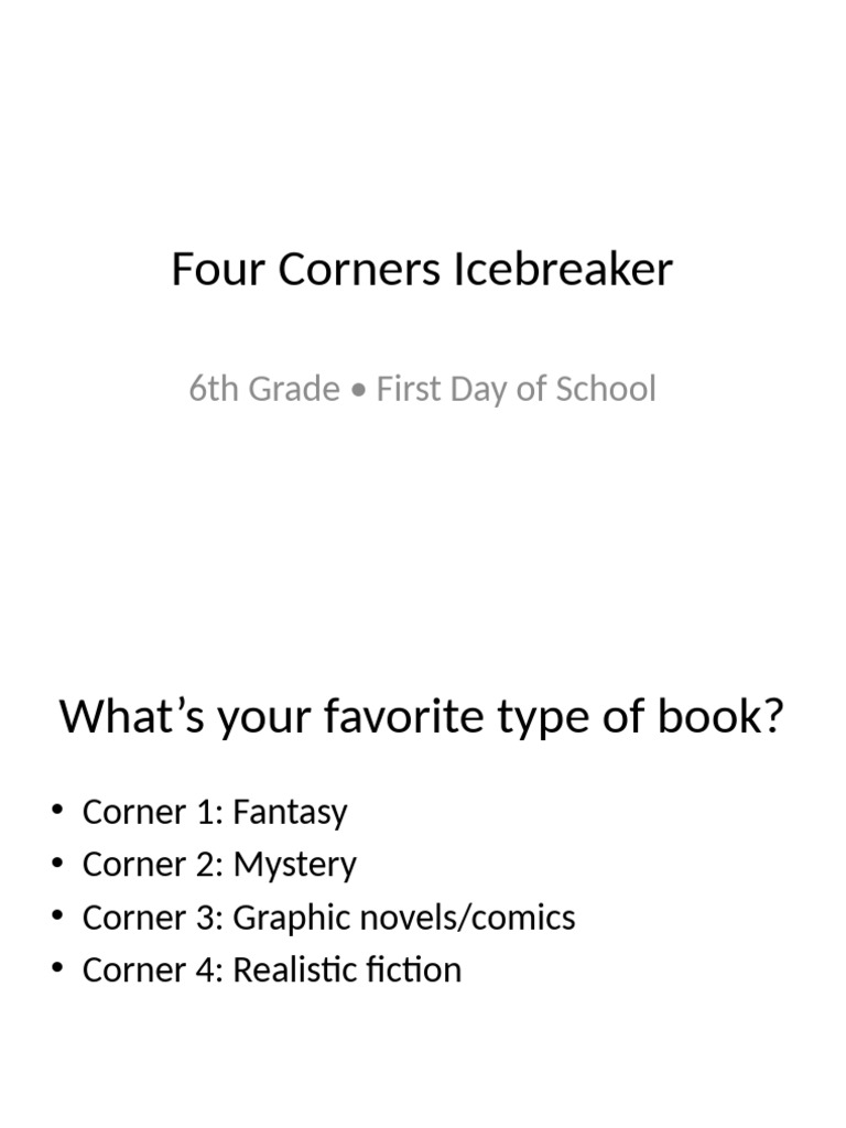 Four Corners Icebreaker for 6th Graders | PDF