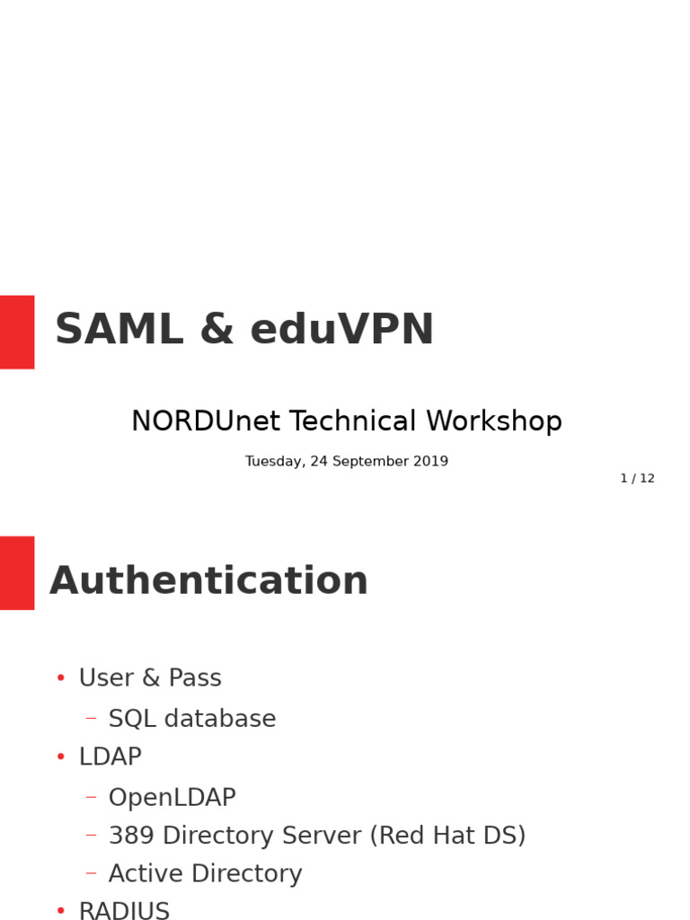 SAML and eduVPN NTW 2019 | PDF | Computing | Communications Protocols
