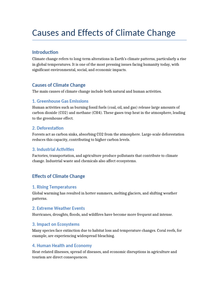Class Notes Climate Change | PDF