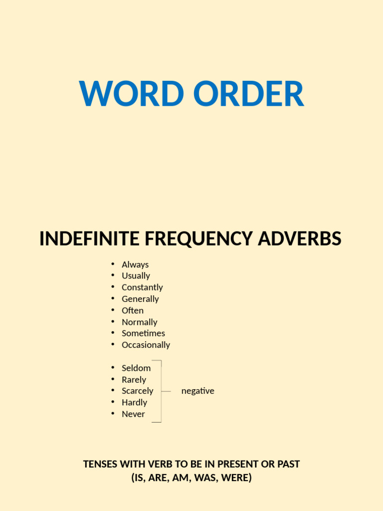 Word Order Indefinite Frequency Adverbs | PDF