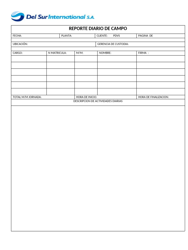 Reporte Diario de Campo I8 | PDF