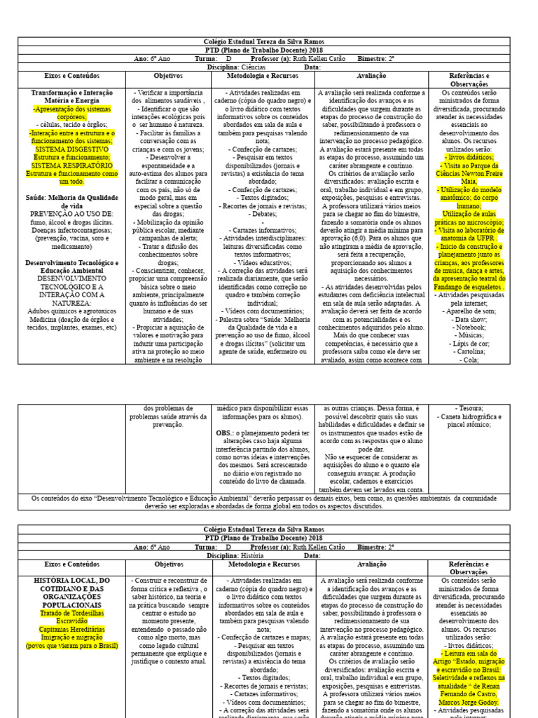 PTD 5º Ano 2º Bimestre | PDF | Livro didático | Pedagogia