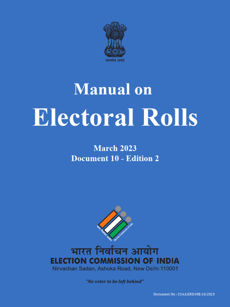 Electoral Rolls Manual 2023 Edition | PDF | Elections | Voting