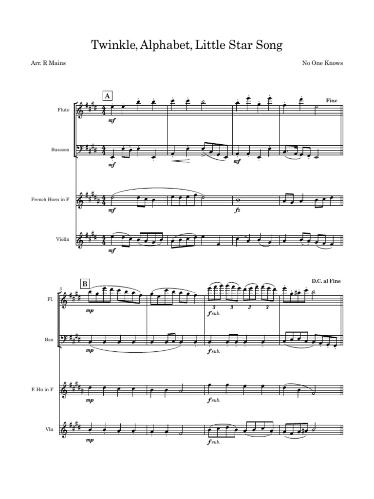 Twinkle, Alphabet, Little Star Song | PDF