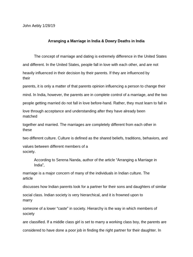 Arranged Marriages and Dowry in India | PDF | Marriage | Hierarchy