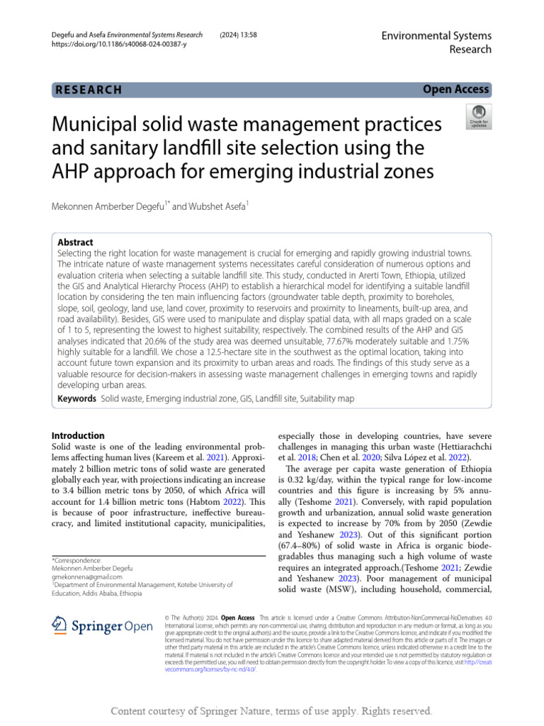 Municipal Solid Waste Management Practices and San | PDF | Geographic ...