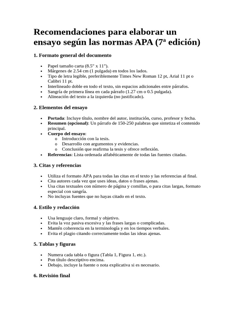 Guía Para Ensayos En Formato Apa 7 Pdf