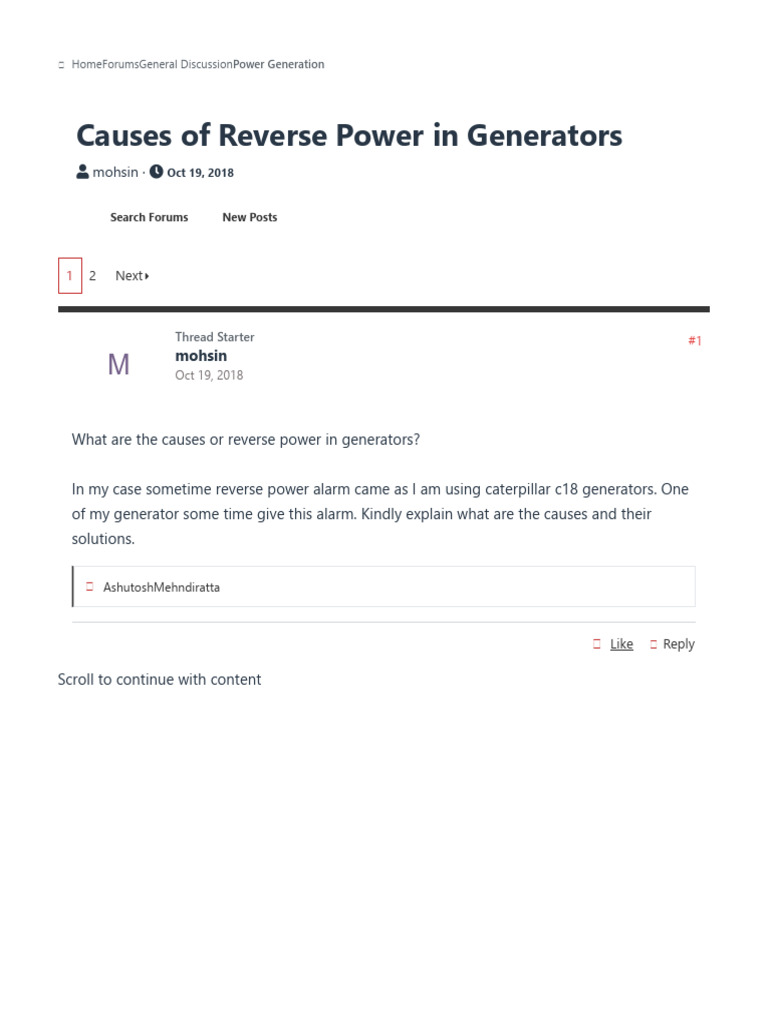 Causes of Reverse Power in Generators | PDF | Electric Generator ...