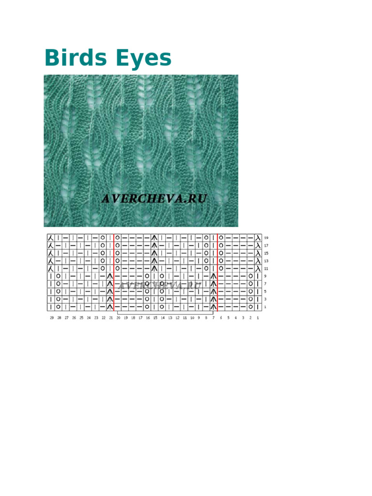 Bird Eye Knitting Pattern Guide | PDF
