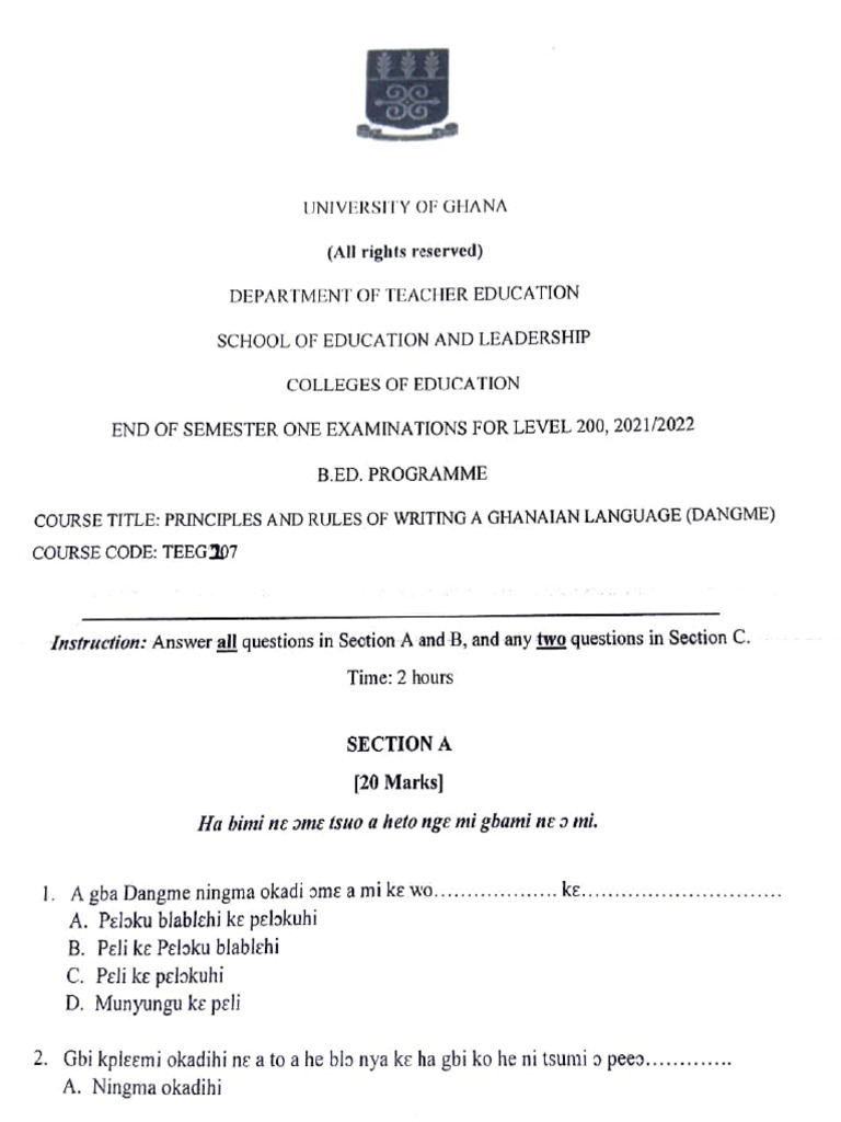 Principles and Rules of Writing A Ghanaian Language (Dangme) - Complied ...