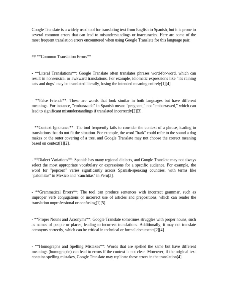Google Translate: Common Errors Explained | PDF | Translations ...