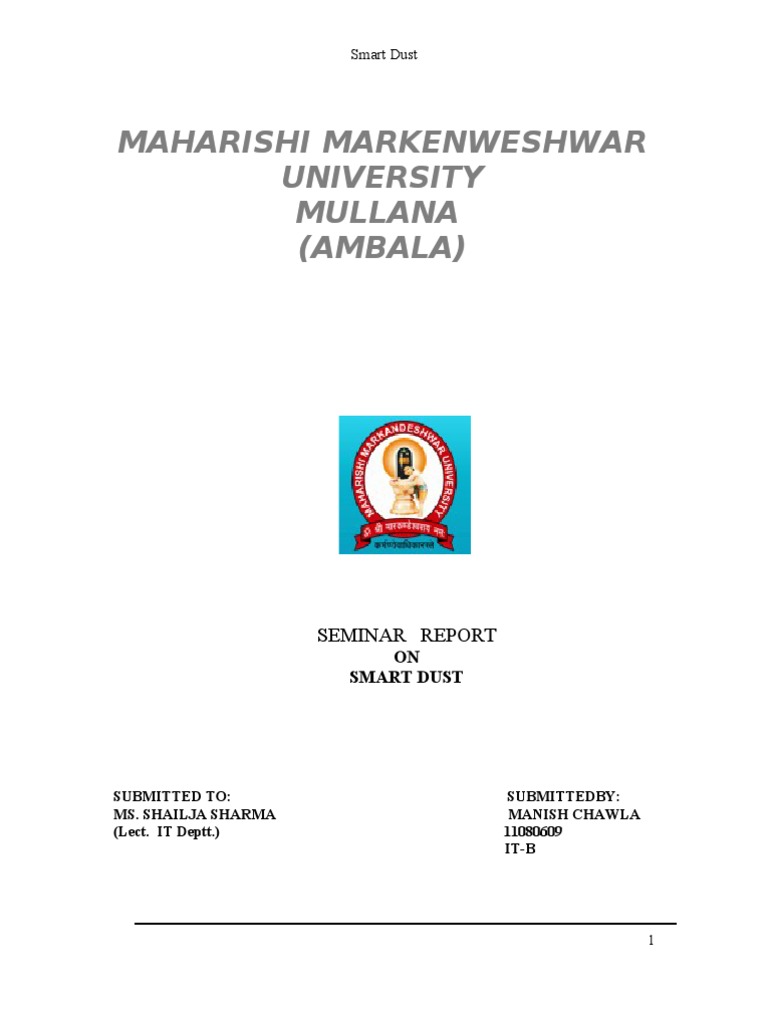 Smart Dust PPT Report | PDF | Optical Fiber | Fiber Optic Communication