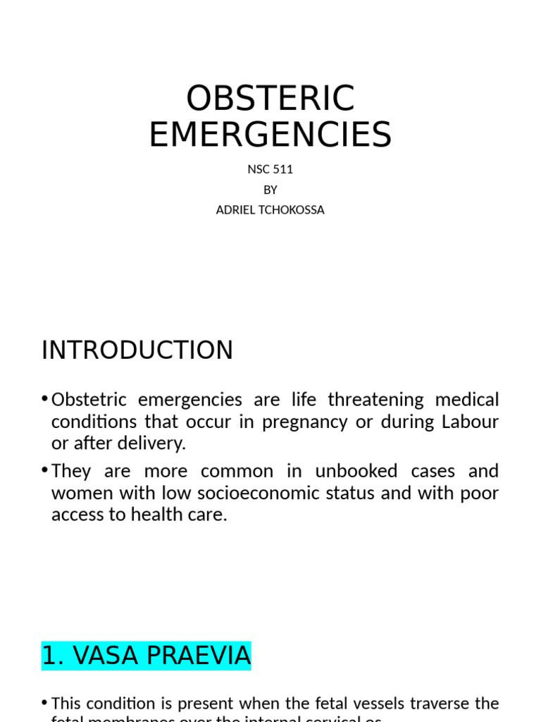 Obsteric Emergencies 1 | PDF | Human Reproduction | Human Pregnancy