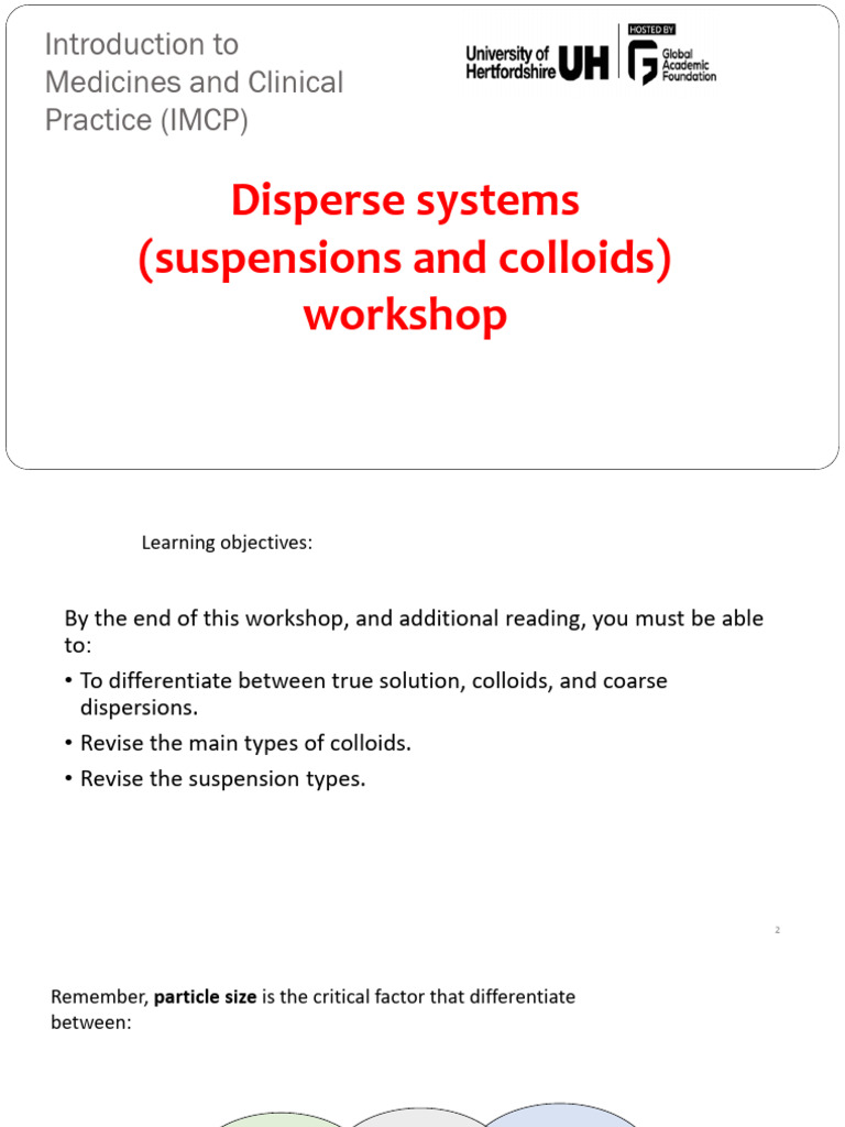 Dispersions: Solutions, Suspensions, Colloids | PDF | Colloid ...