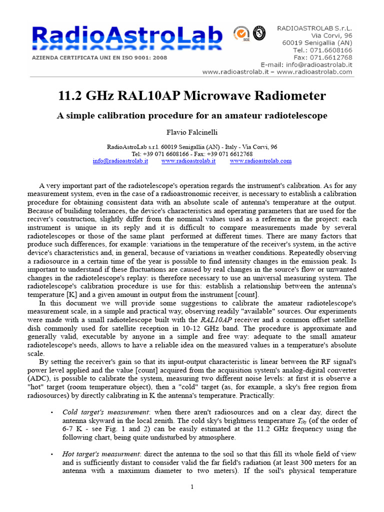 A Simple Calibration Procedure For An Amateur Radio Telescope | PDF ...