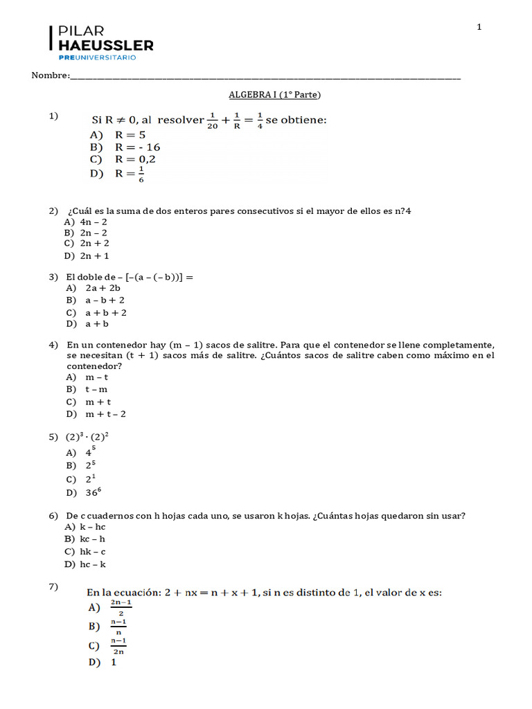 Gu-A - Lgebra I (1era Parte) PDF | PDF