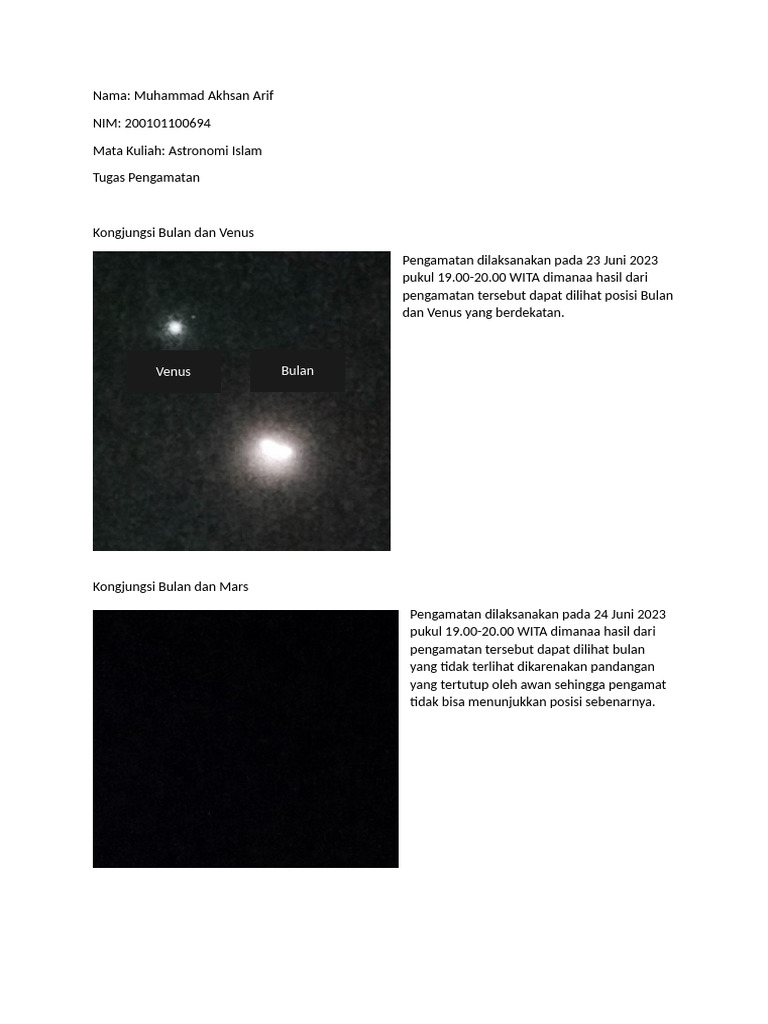 Kongjungsi Bulan-Venus & Bulan-Mars | PDF