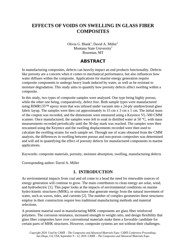Effects of Voids on Swelling in Glass Fiber Composites | PDF | Porosity ...