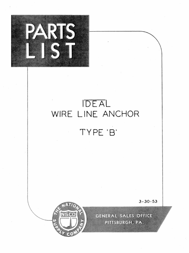 National Type B Wireline Anchor Partslist | PDF