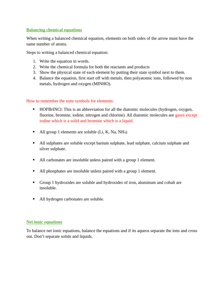 Balancing Chemical Equations | PDF