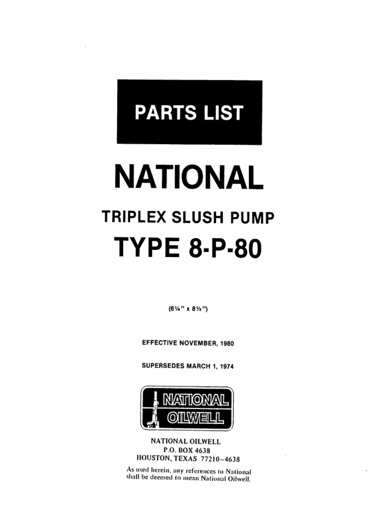 National 8-P-80 Parts List | PDF