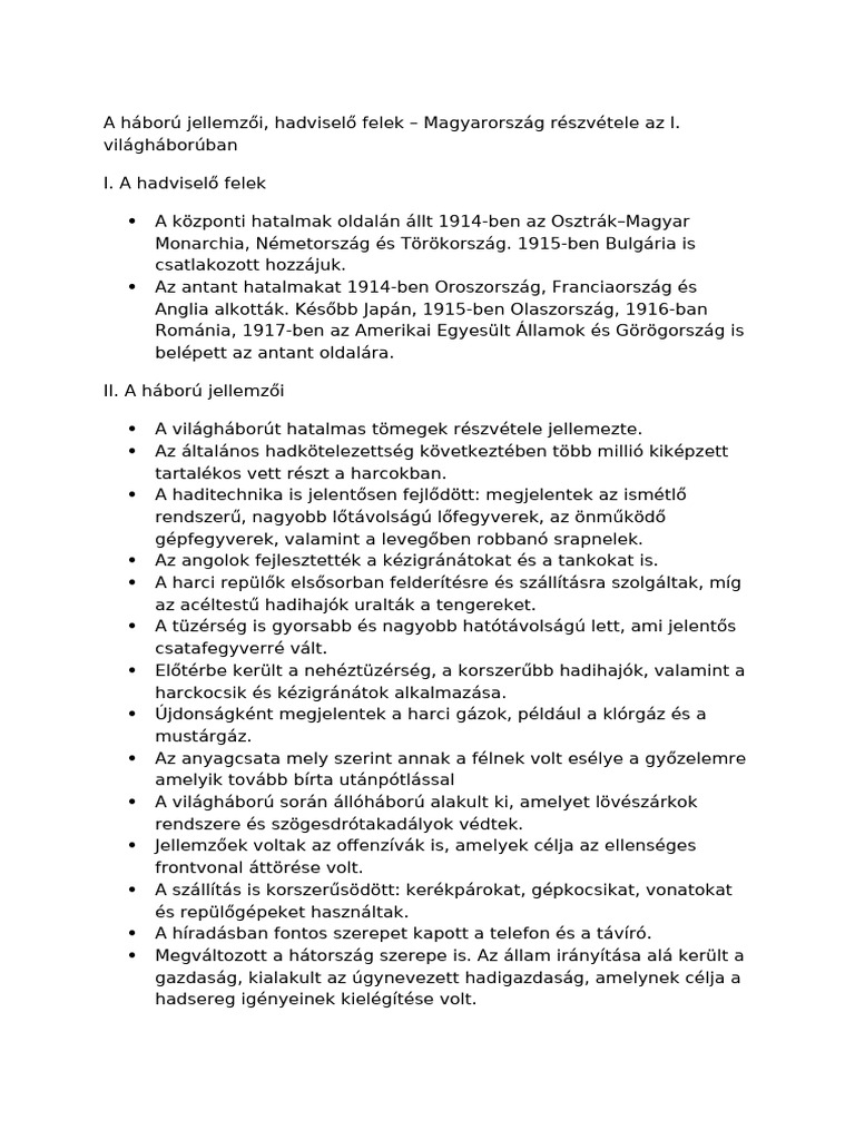A Háború Jellemzői | PDF
