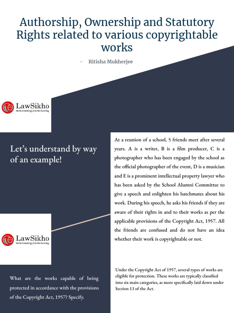 Authorship Ownership and Statutory Rights Related To Various ...