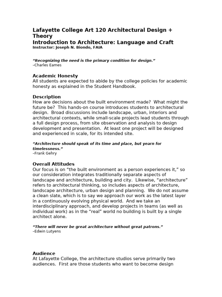 Lafayette College Art 120 Overview | PDF | Design | Drawing
