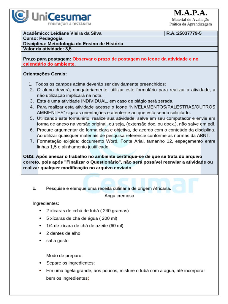 Origem e Curiosidades do Angu Cremoso | PDF | Milho | Alimentos