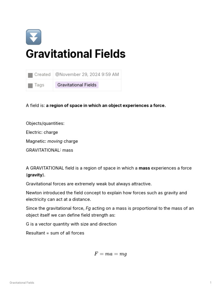 Gravitational Fields | PDF