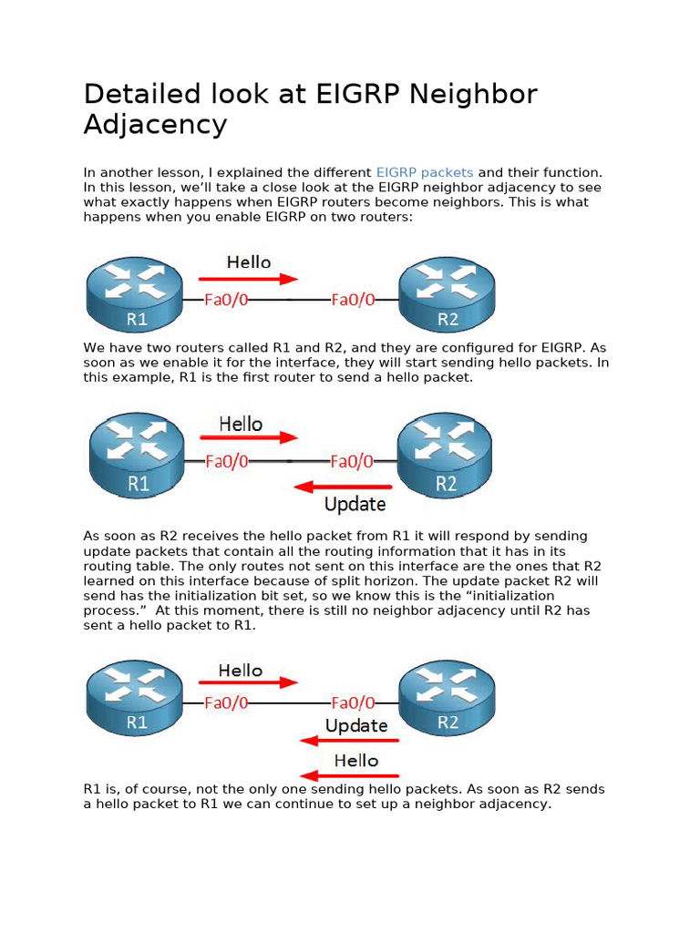 Detailed Look at EIGRP Neighbor Adjacency | PDF | Routing ...