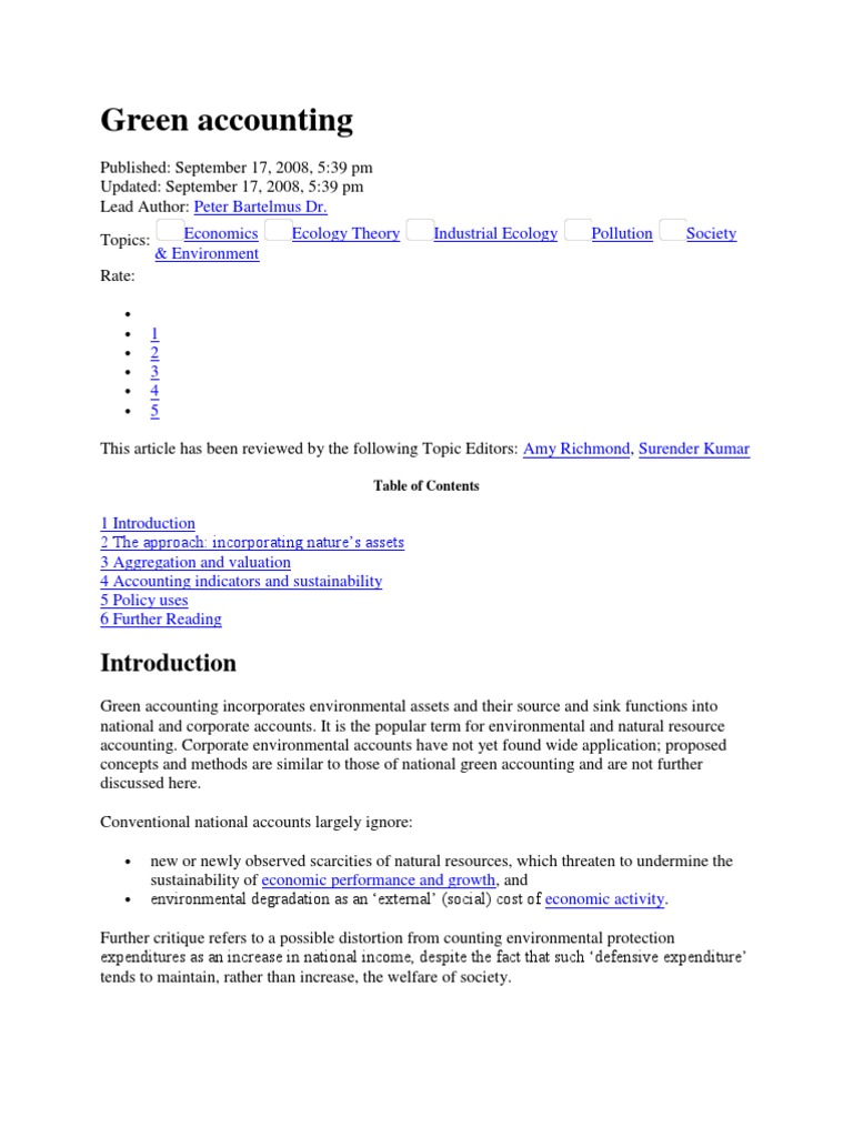 Green Accounting | PDF | National Accounts | Sustainability