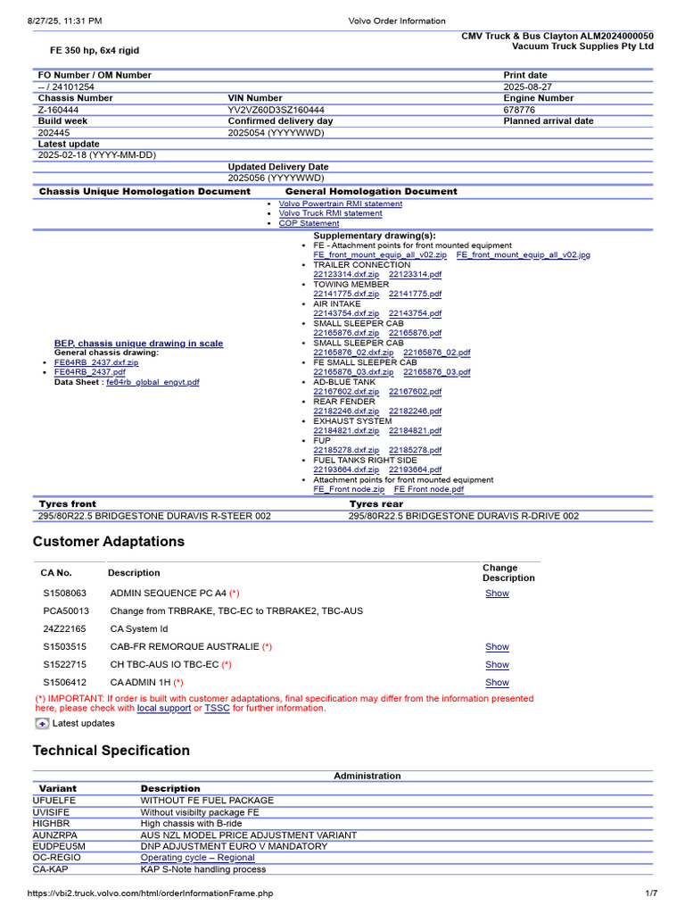 Volvo Bodybuilder Instruction - OrderInformationFrame - PHP | PDF ...