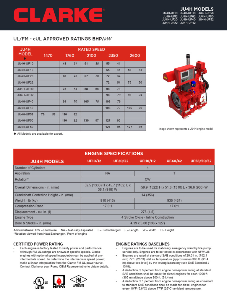 Ju4h Specification Sheet - c13600 | PDF | Horsepower | Engines