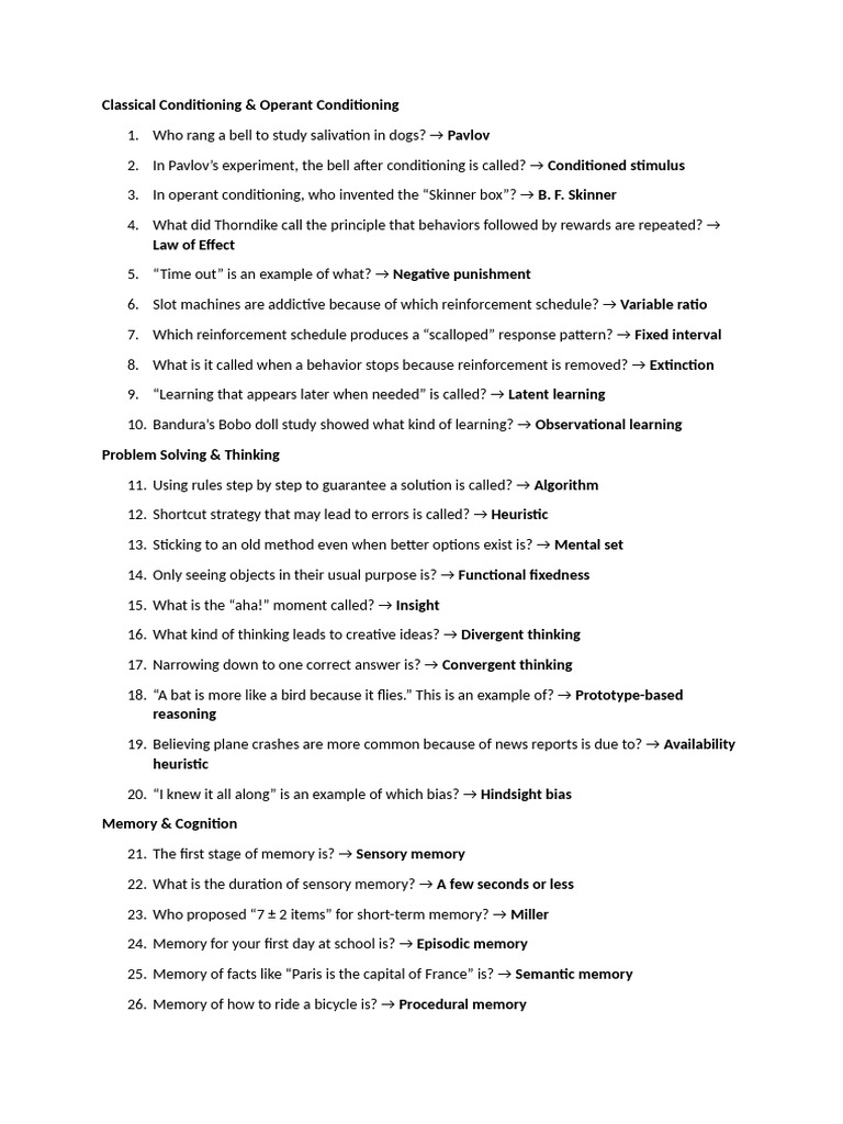 Classical Conditioning - Revision | PDF | Reinforcement | Classical Conditioning