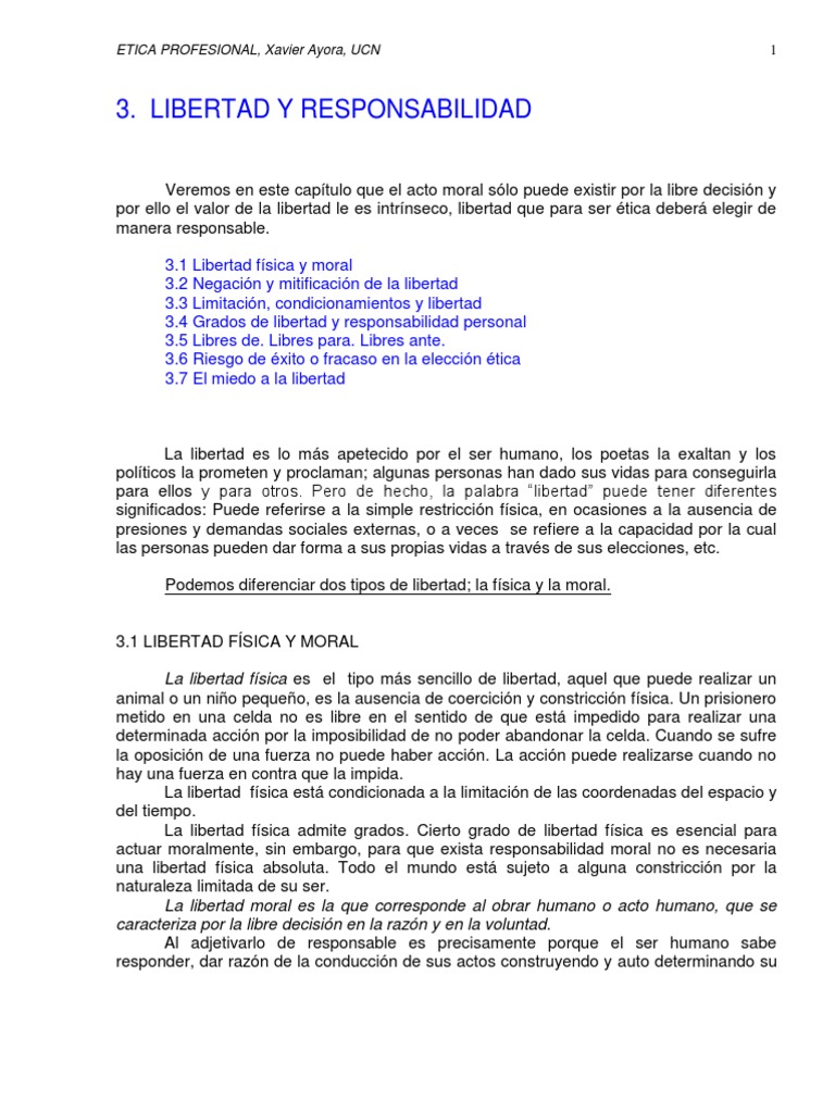 Etica, Libertad y Responsabilidad | PDF | Libertad | Moralidad