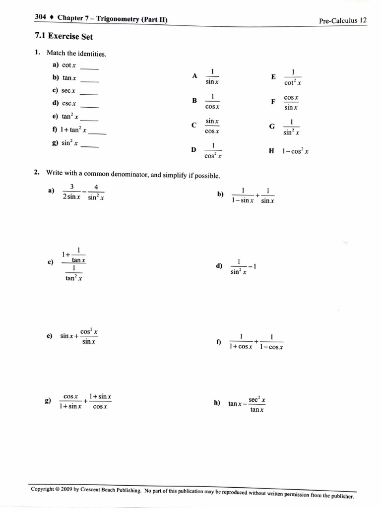 Chapter 7 Trigonometry Part 2 Pdf
