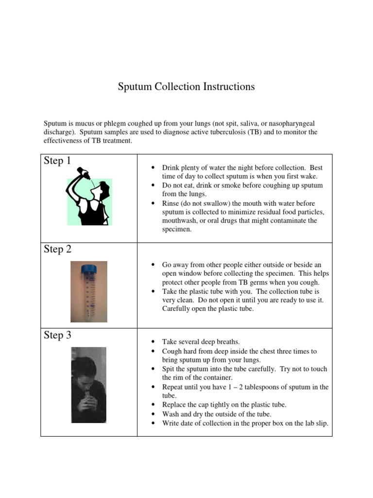 Sputum Collection for TB Diagnosis | PDF | Cough | Tuberculosis