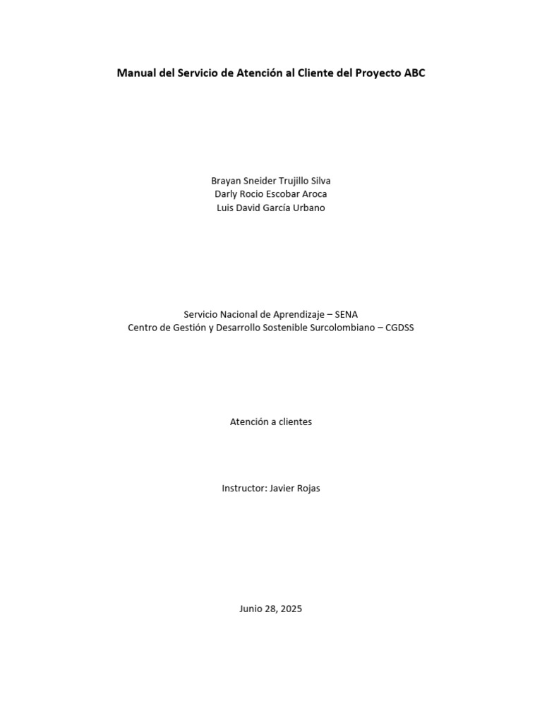 Formato Manual S.a.C. Inst. 4 | PDF | Servicio al Cliente | Percepción