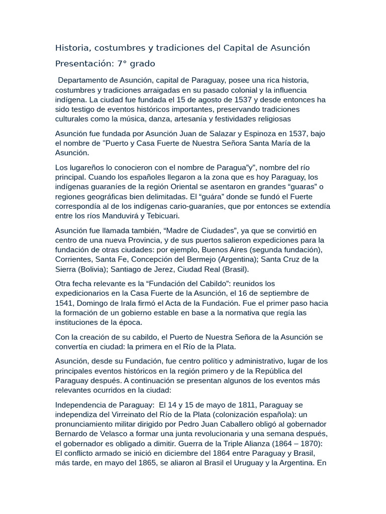 Presentación de Asunción | PDF | Paraguay | Sopa