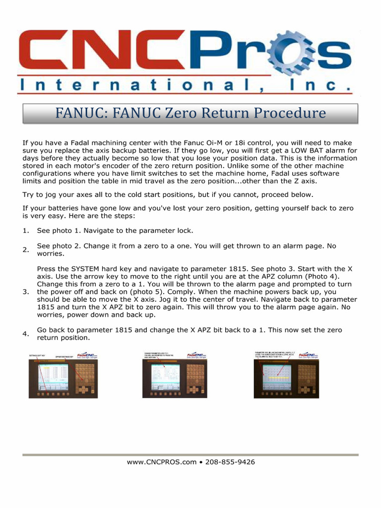 Fanuc Zero Return Procedure | PDF