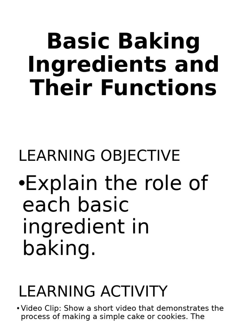Understanding Baking Ingredients' Roles | PDF