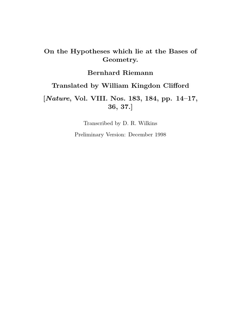 Foundations of Geometry Hypotheses | PDF | Curvature | Sphere