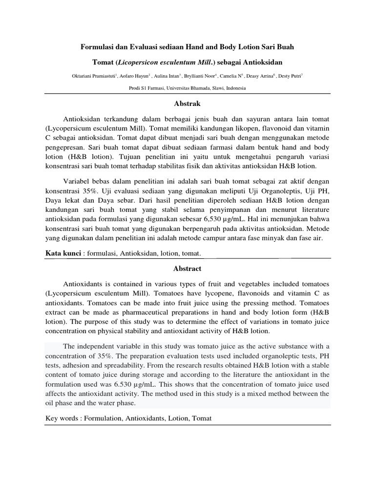Formulasi Dan Evaluasi Sediaan Hand and | PDF