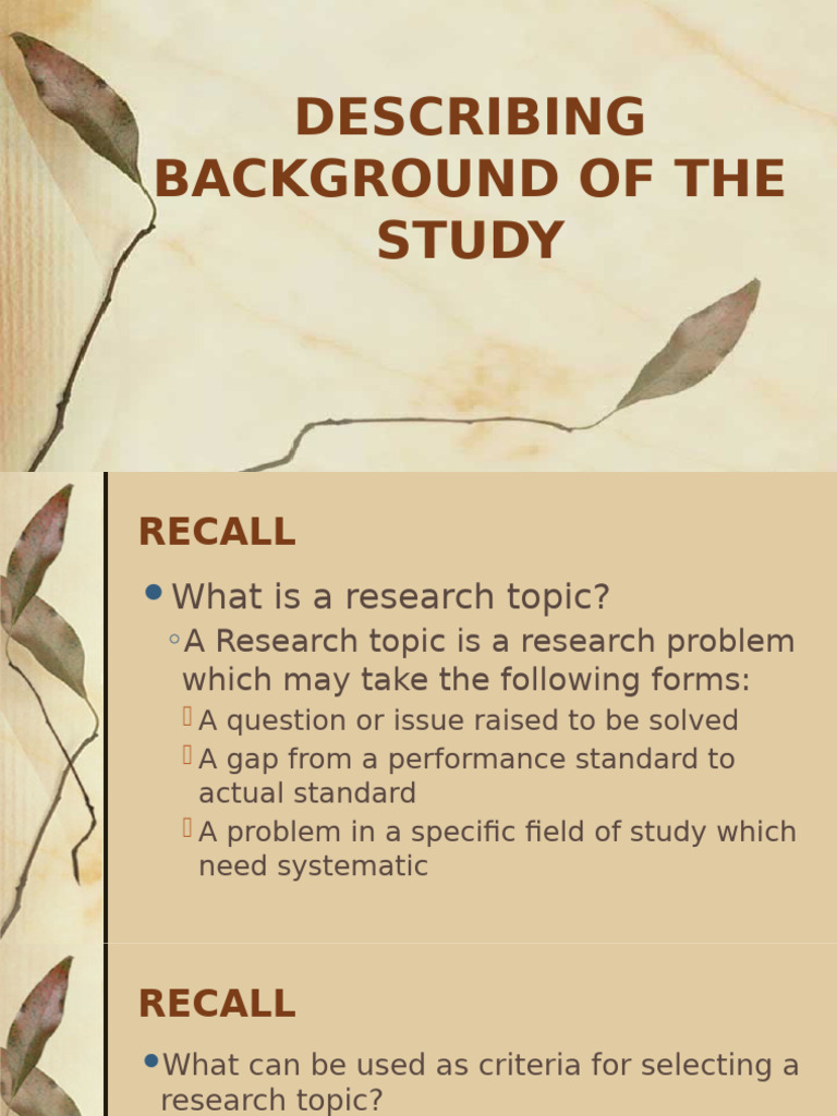 PR2 Q1 MODULE 2 LESSON 3 5 Research Title Background of The Study Research Question Scope and ...