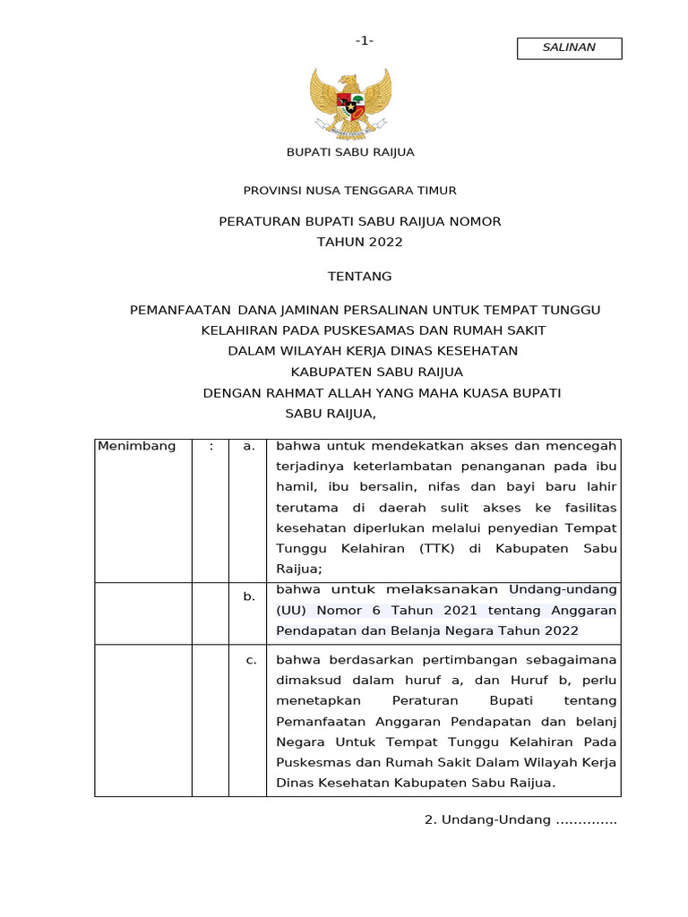Pemanfaatan Dana Jaminan Persalinan Sabu Raijua | PDF